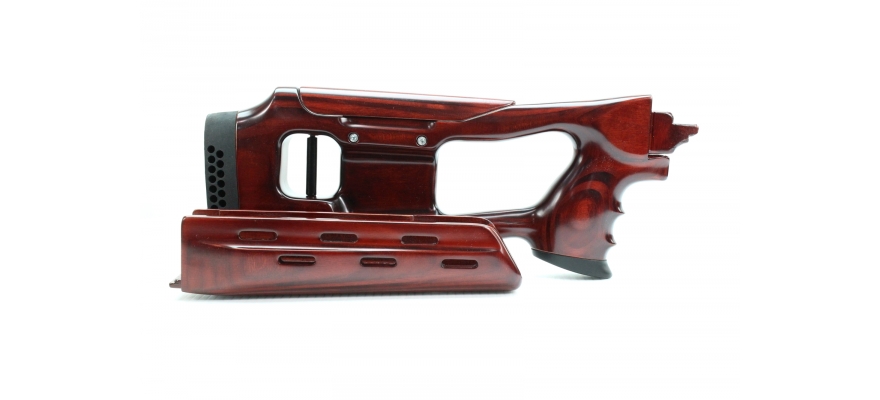 Saiga 12 SVD type Wood Stock Set. Cheek Riser. Russian Cherry.